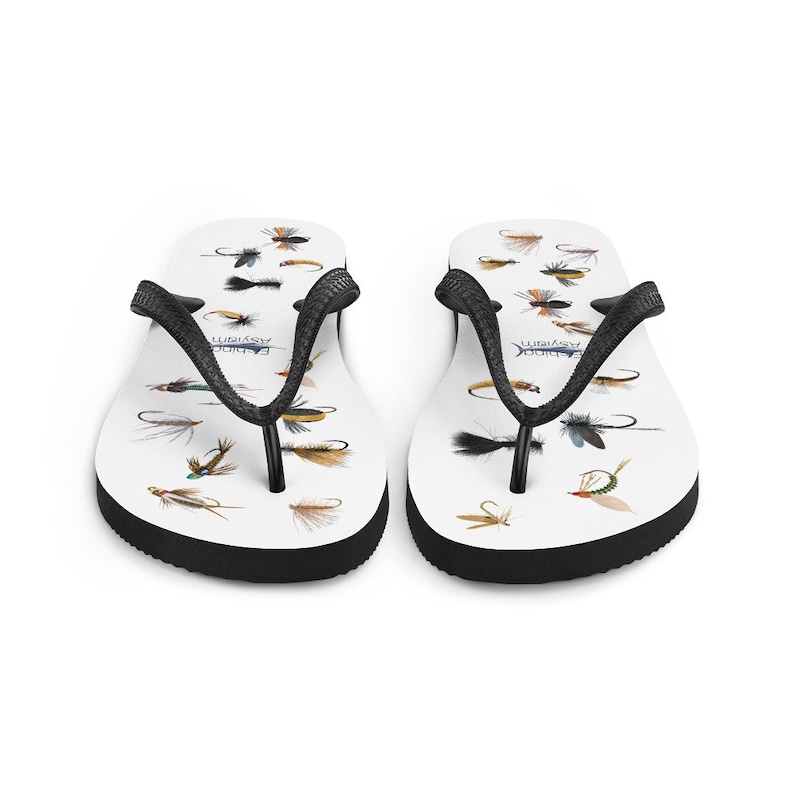 Trout Fly Fishing Flip-flops, Original Hand-drawn Flies Art Design ...