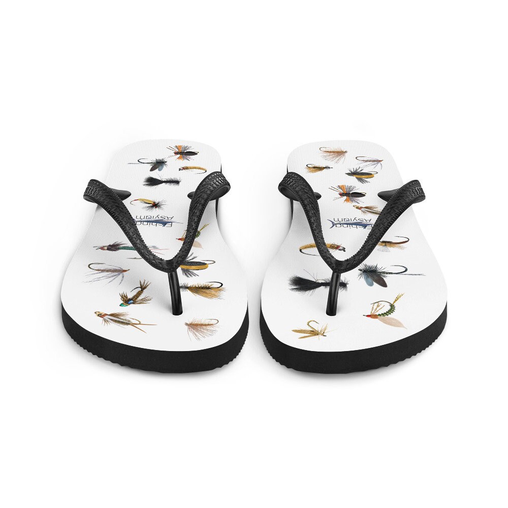 Trout Fly Fishing Flip-flops, Original Hand-drawn Flies Art Design ...