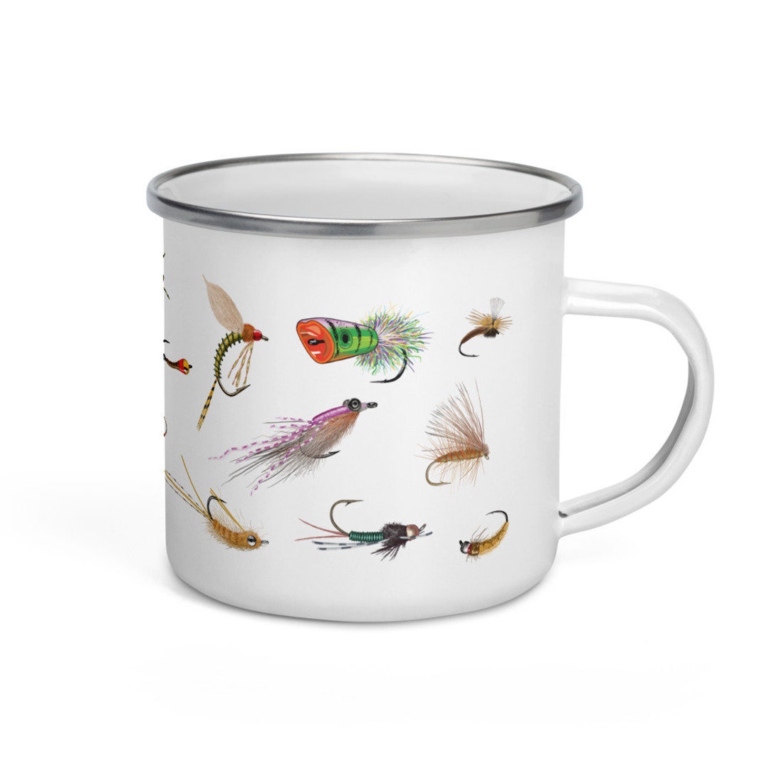 Fly Fishing Flies Art Enamel Mug for Outdoors and Indoors - Etsy