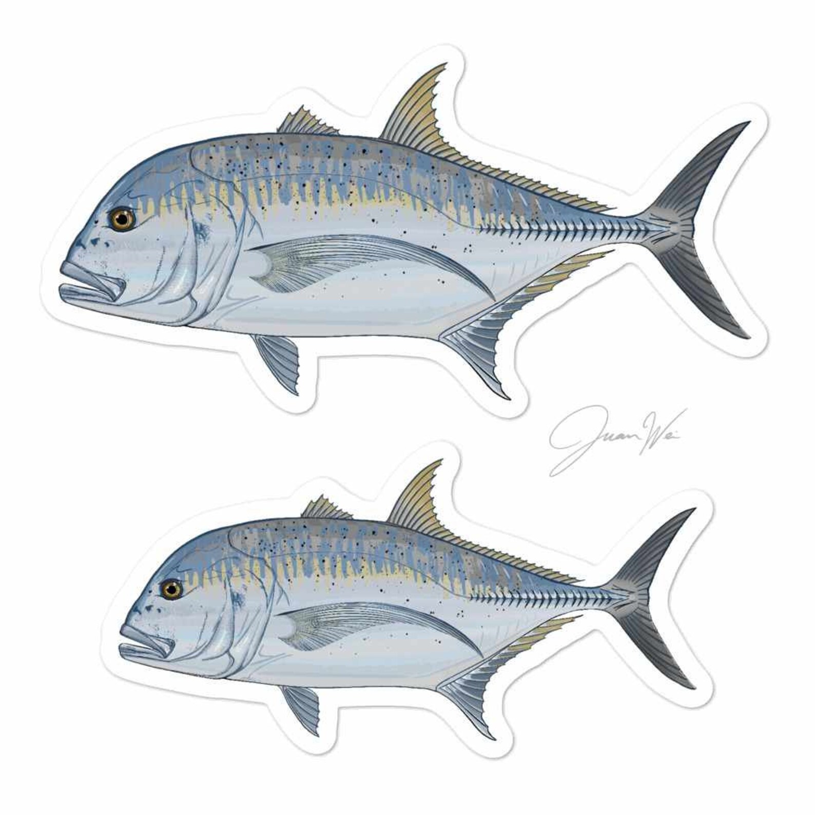 Giant Trevally Fishing Stickers 2-piece, GT Fish Art - Etsy Hong Kong