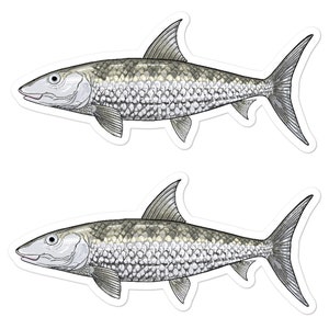 Bonefish Decals Fish Sticker Vinyl Waterproof 2-piece pack | Etsy