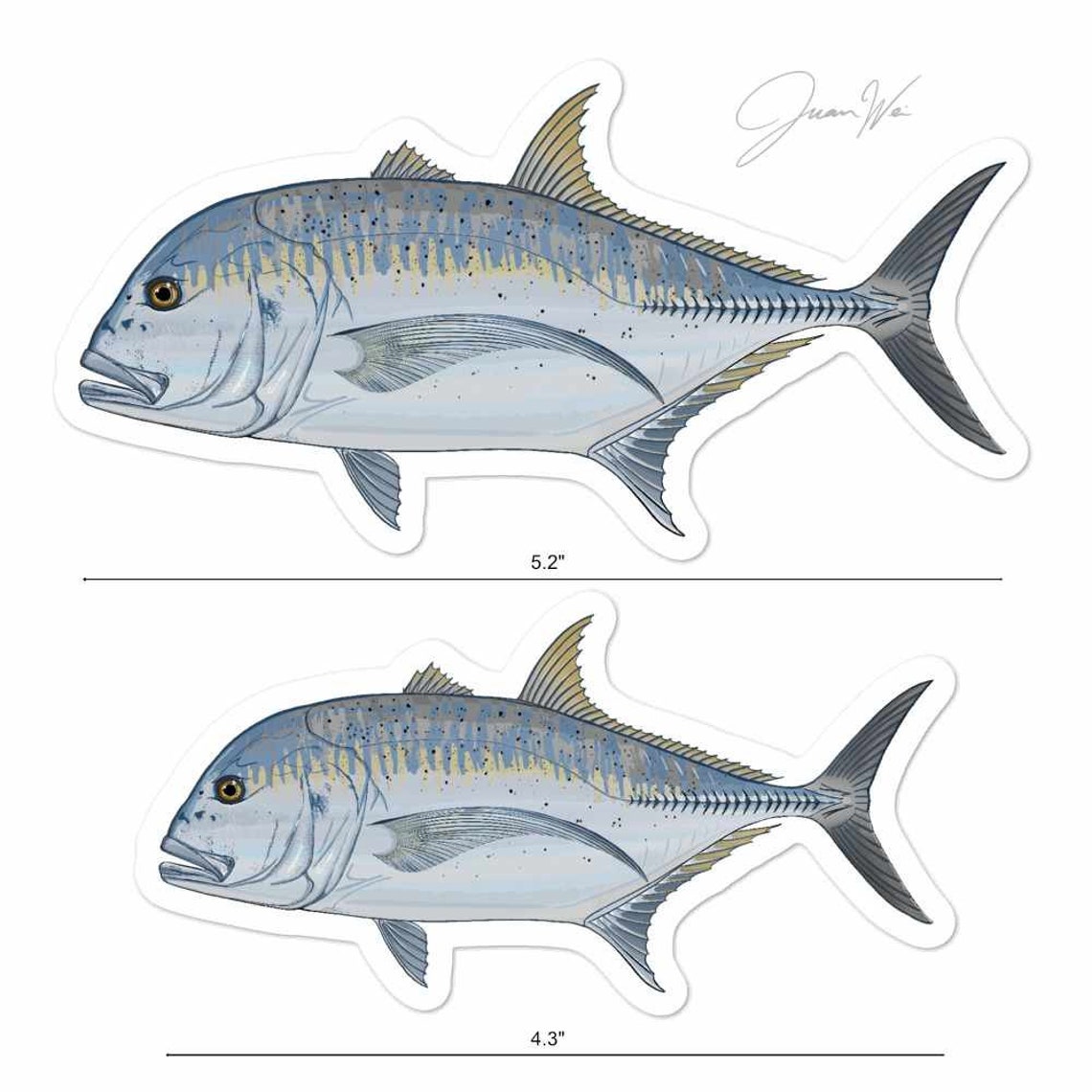 Giant Trevally Fishing Stickers 2-piece, GT Fish Art - Etsy Hong Kong
