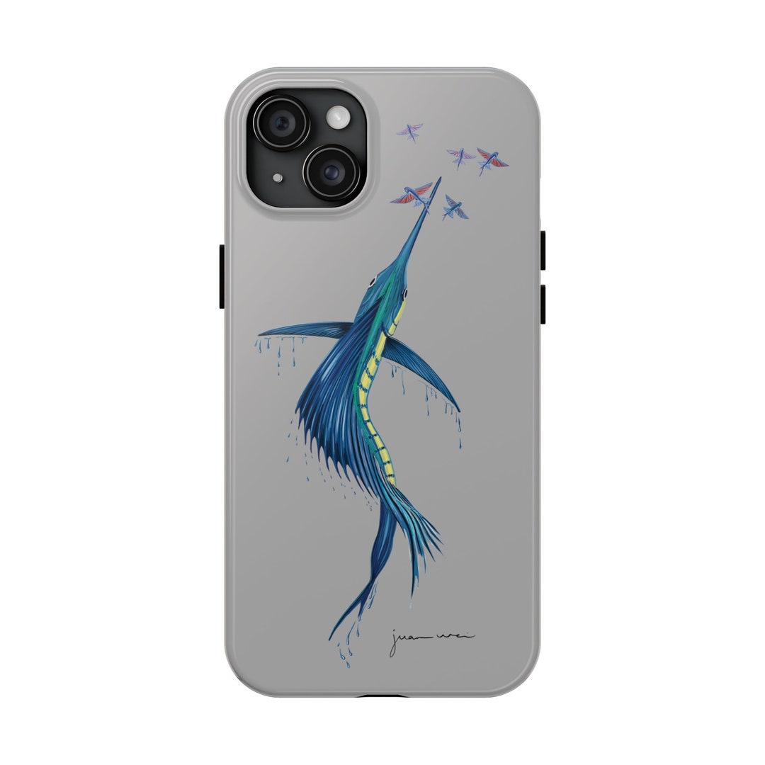 Sailfish Hunting Flying Fish Tough Phone Cases | Original Hand-drawn ...