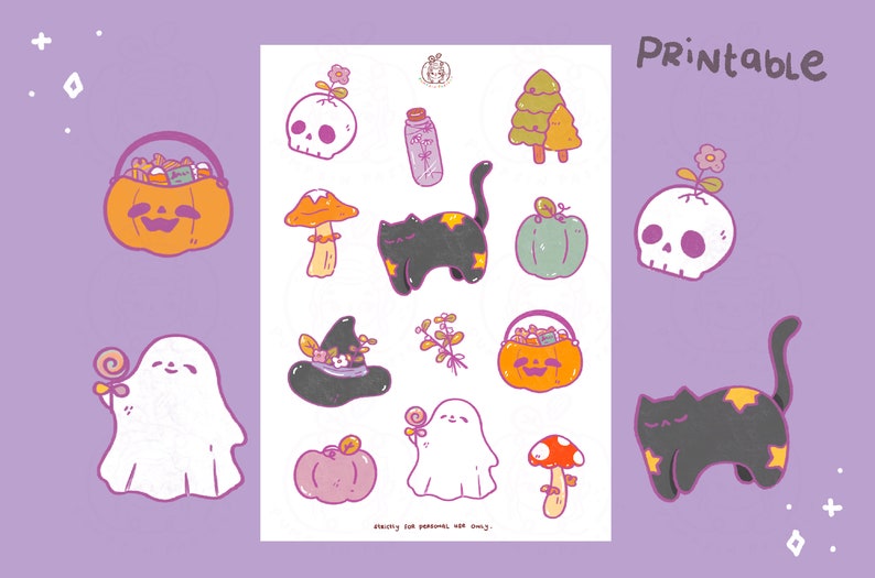 Halloween Friends Sticker Sheet - Printable DIGITAL File || Spooky ...