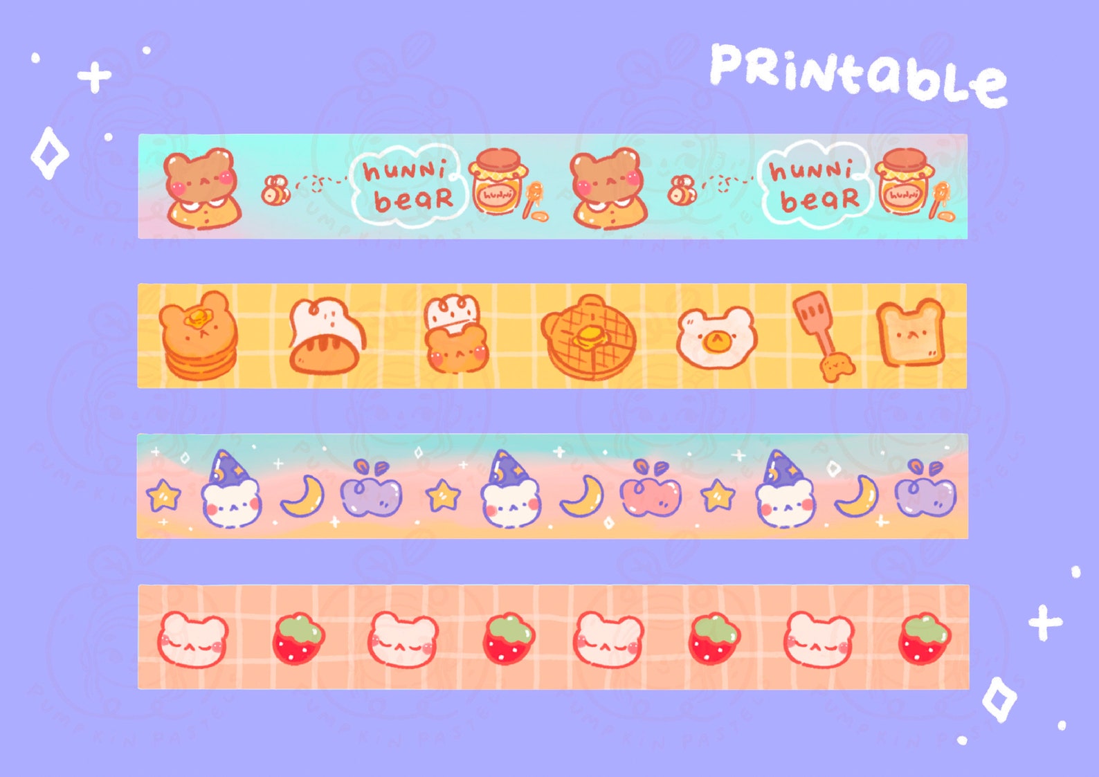 Printable Cute Bear Washi Tape Printable Digital Washi Etsy