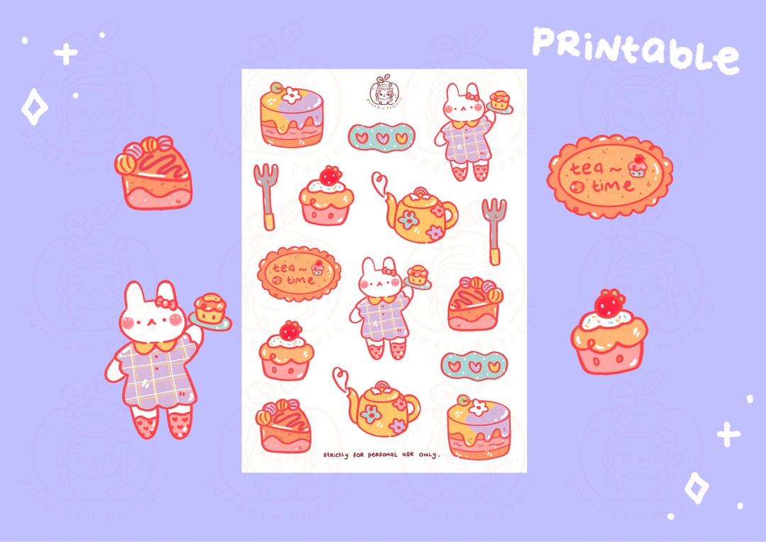 Tea Time (part One) Sticker Sheet - Printable DIGITAL File || Printable ...