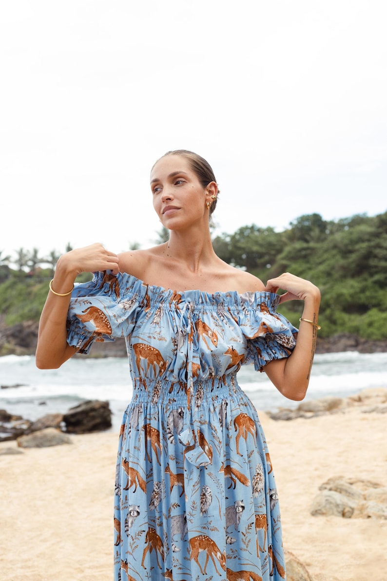 Off Shoulder Animal Print Maxi Dress - Etsy