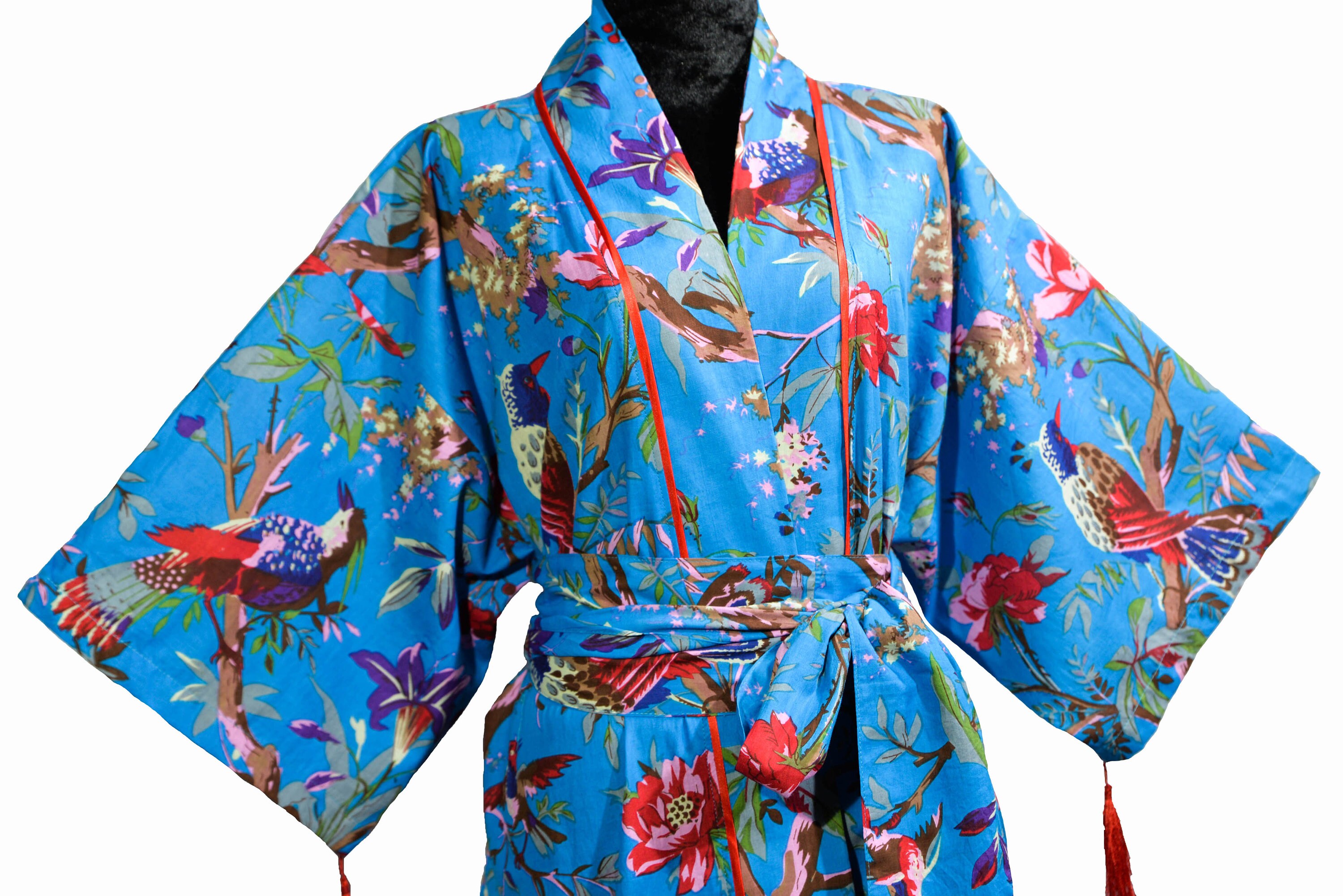 Bird Print Kimono Bird Print Robe | Etsy