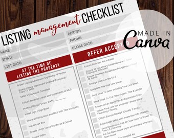 Real Estate Listing Management Checklist, Realtor Checklist, Listing to ...