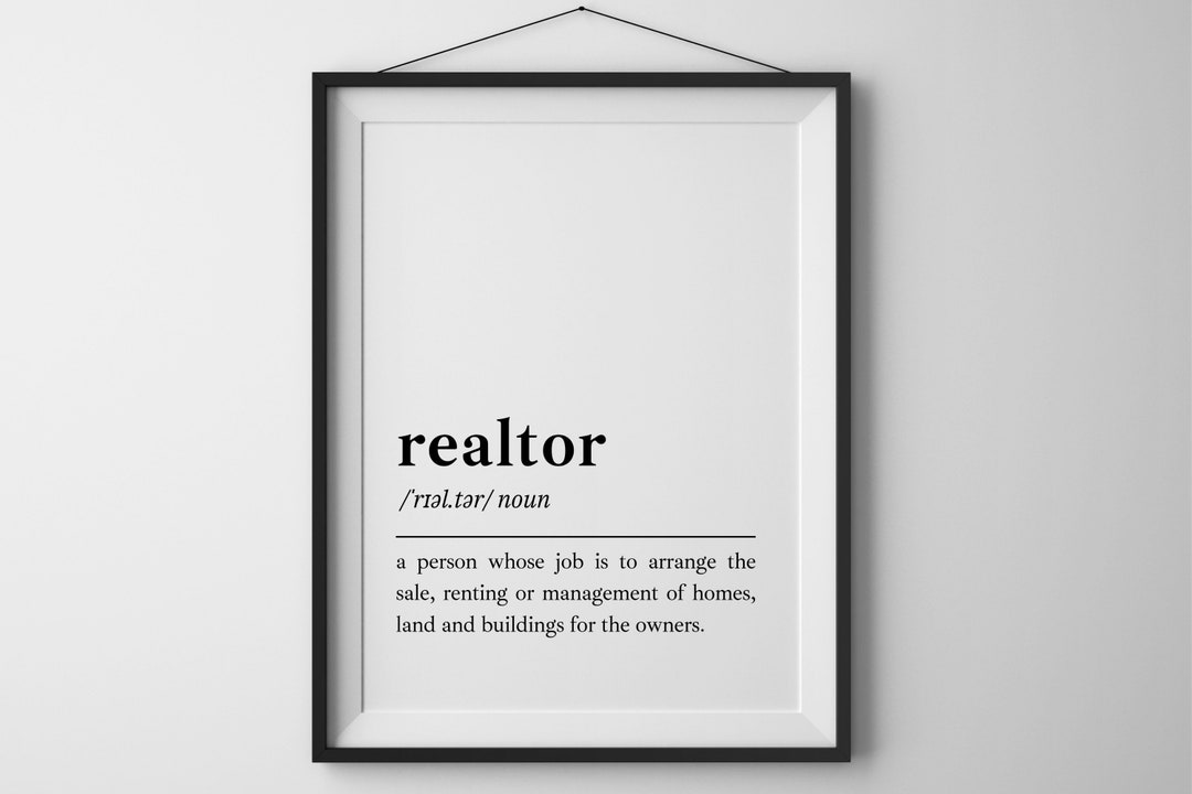 Realtor Definition Poster, Real Estate Office Decor,realtor Decor ...
