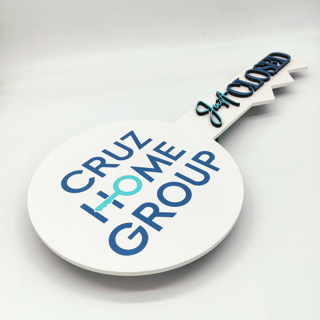Key Logo Just Closed Sign, 3D Closing Photo Prop, Modern Key Sign for ...