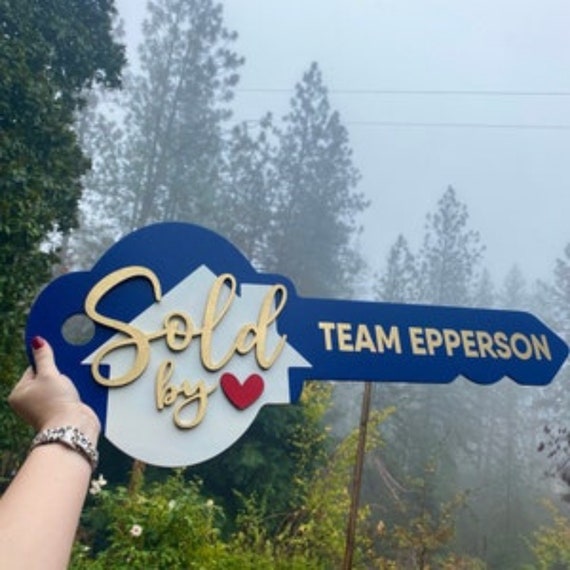 Blue Sold Key Sign for Realtors Realtor Gift Blue Sold Key | Etsy