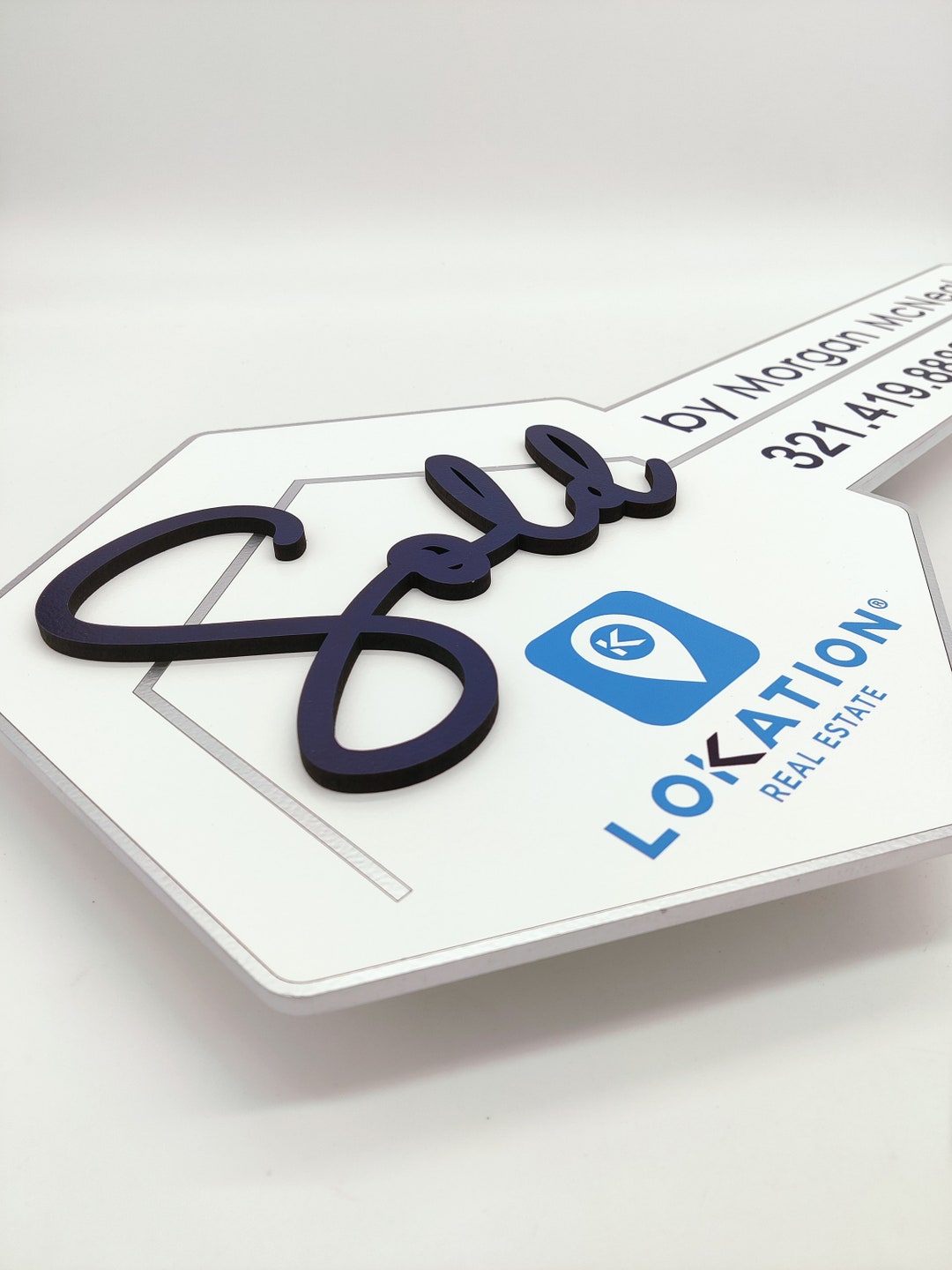 Hexagon Sold Key With Outline, Closing Photo Prop, 3D White Key Sign ...