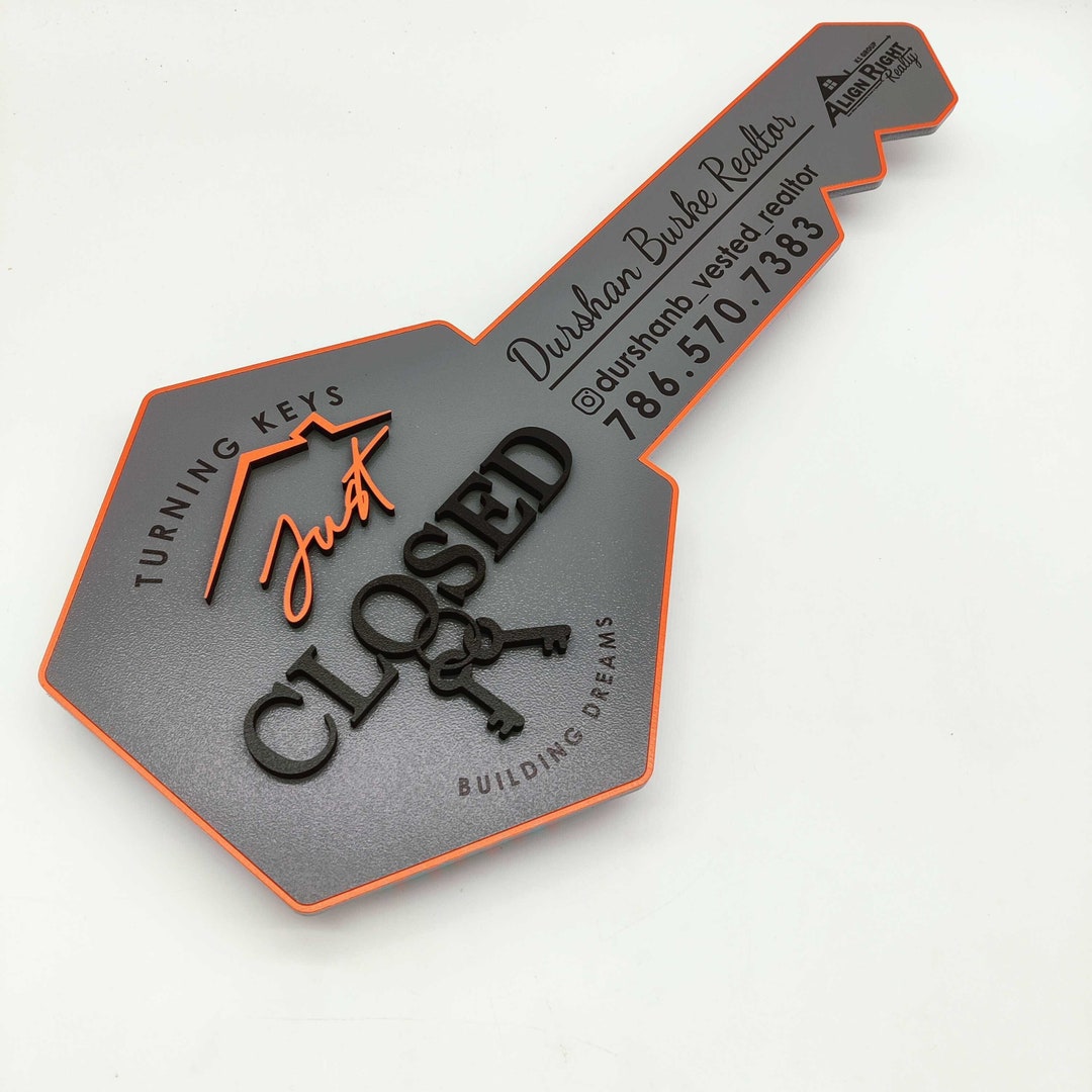 Just Closed, Key Sold Sign, Closing Photo Prop, 3D Key Sign for ...