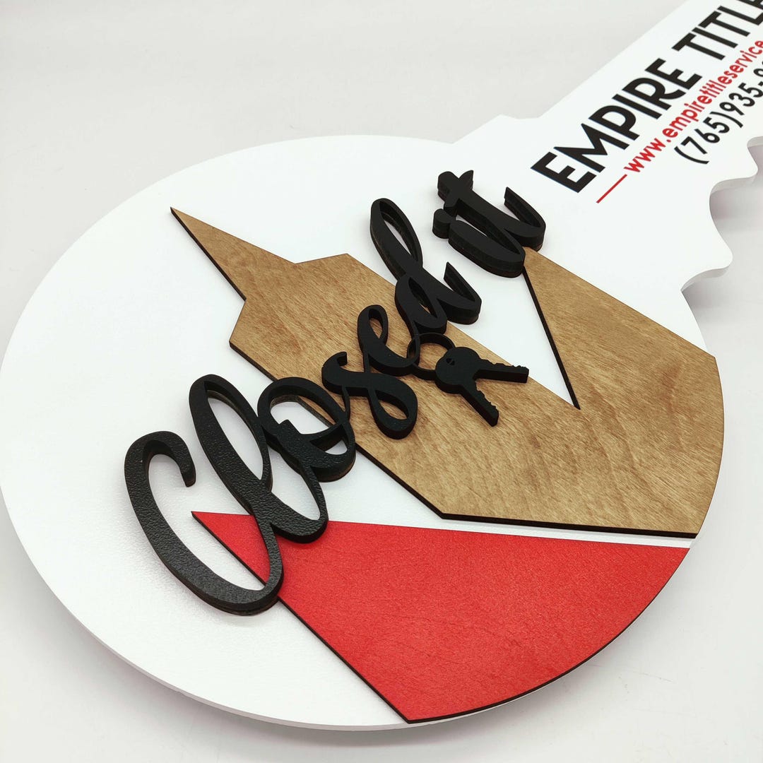 Closed It Signage With Wood Logo, 3D Key Sign, Closing Photo Prop,key ...