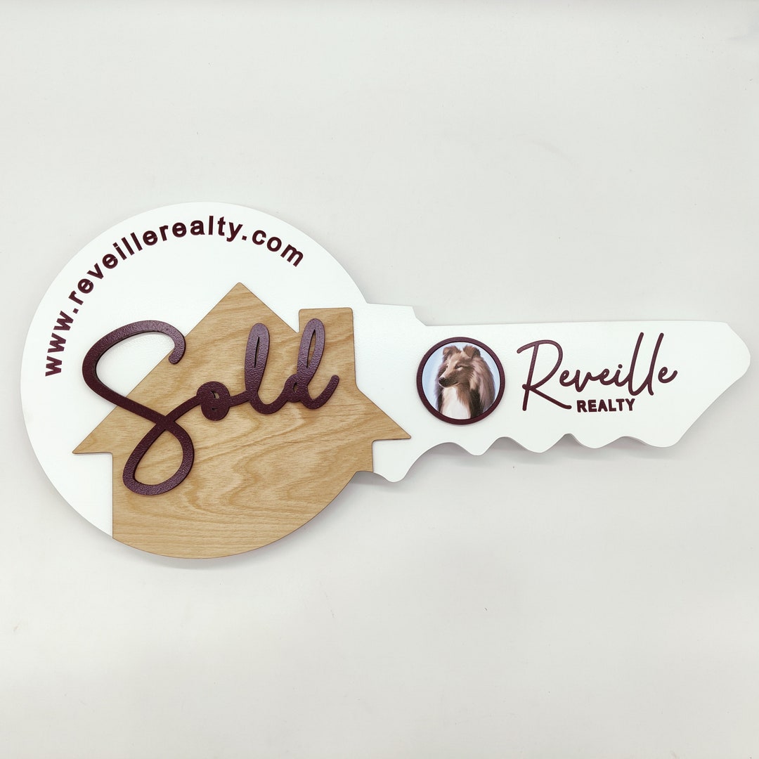 Sold Key Sign With Logo, Realtor Closing Custom, Sold Real Estate Agent ...
