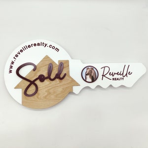Sold Key Sign With Logo, Realtor Closing Custom, Sold Real Estate Agent ...