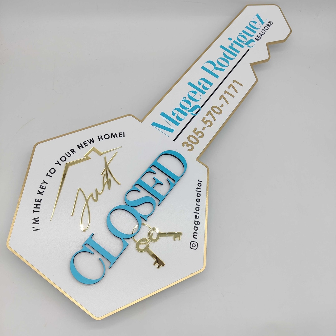 Just Closed, Key Sold Sign, Closing Photo Prop, Modern Key Sign for ...