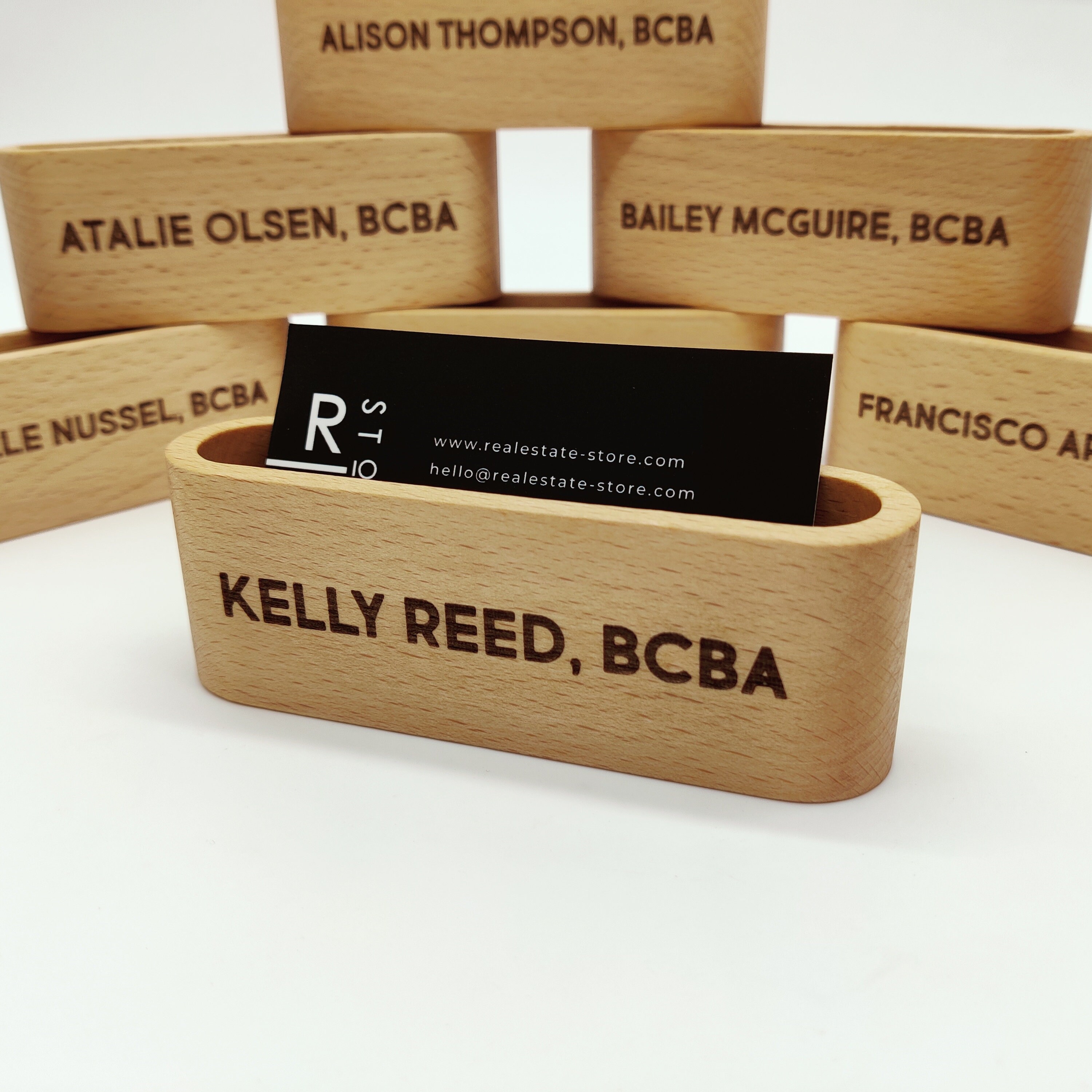 Wooden Business Card Holder, Custom Business Card Holder for Desk ...