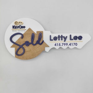 Sold by Key Sign, Realtor Closing Custom, Sold Real Estate Logo Key, 3D ...