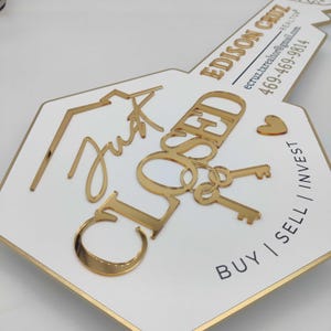 Just Closed, Gold Mirror Key Sold Sign, Closing Photo Prop, Modern Key ...