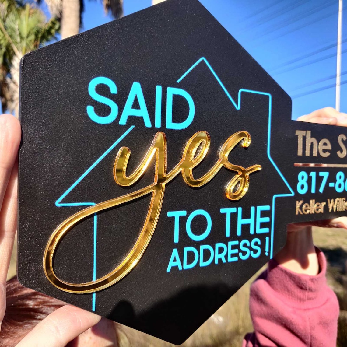 Realtor Key Sold Sign With Acrylic Elements Modern Key Sign - Etsy