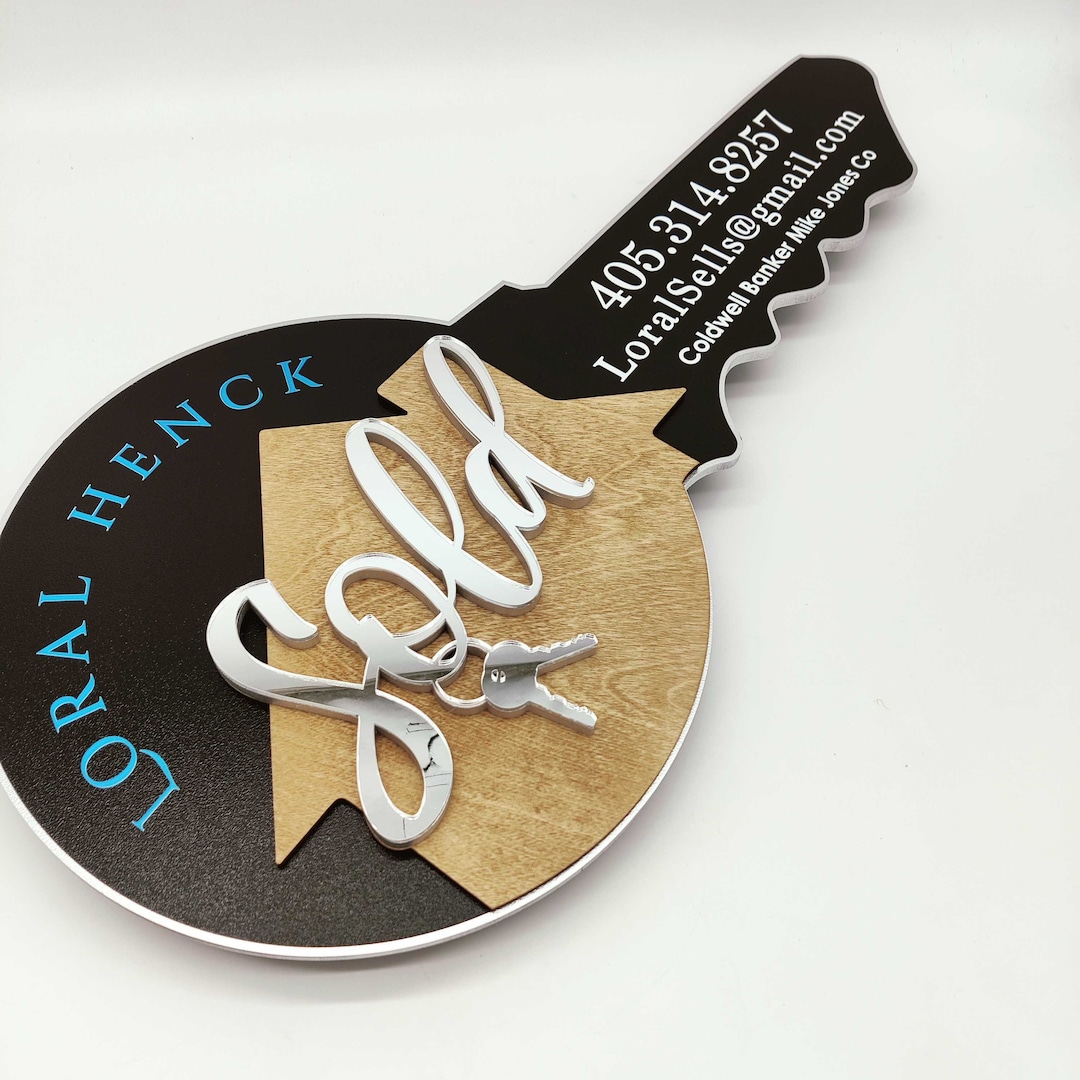 Sold by Key Sign, Realtor Closing Custom, 3D Mirror Sold Real Estate ...