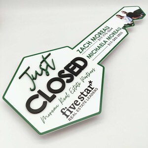 Just Closed Signage With Photo, 3D Key Green Sign, Closing Photo Prop ...