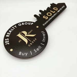 Real Estate Skyline Key Sign, 3D Realtor Closing Sign, Sold Real Estate ...