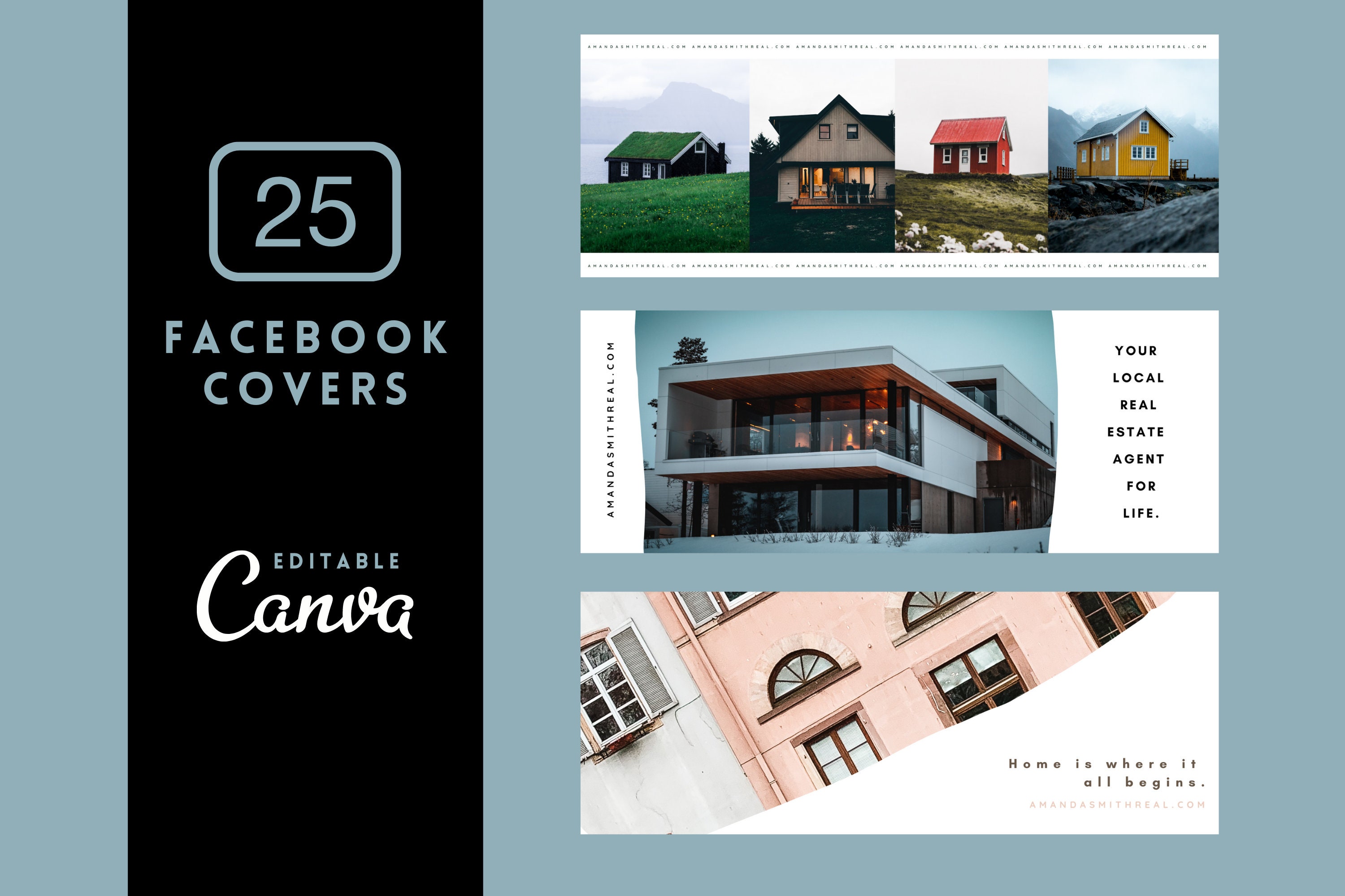 25 Editable Facebook Cover Templates for Realtors. Facebook | Etsy