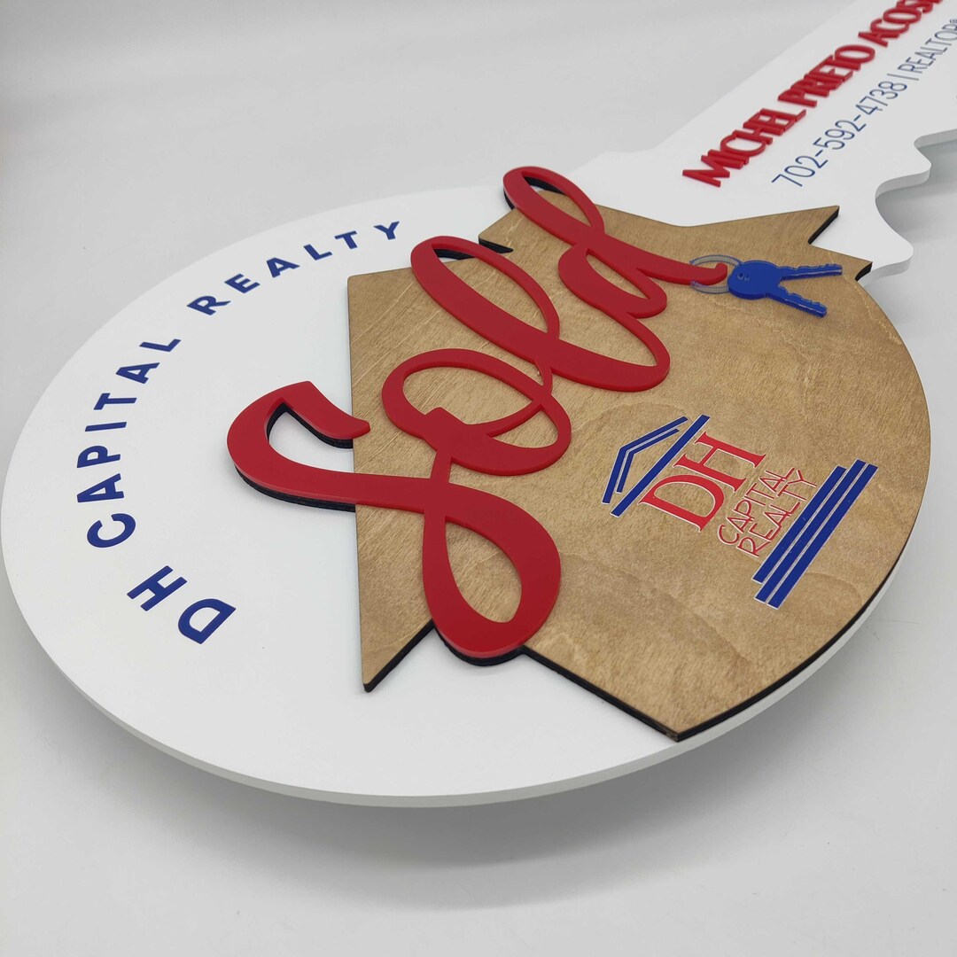 Realtor Sign Gold Sold, 3D Closing Custom, Acrylic Sold Agent Key ...