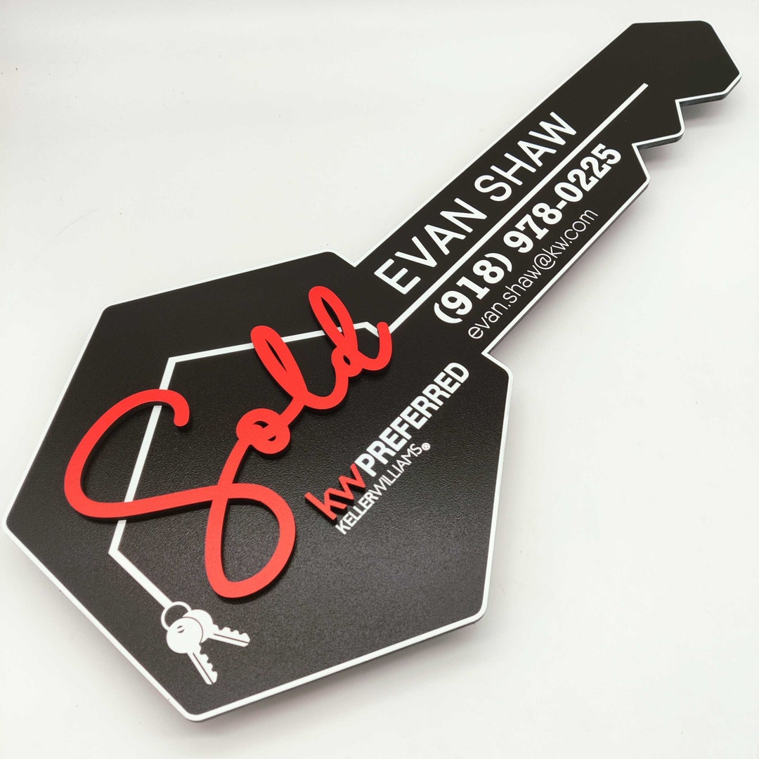 Sold Sign, 3D Key Sold Sign, KW Closing Photo Prop, Red Key Sign for ...