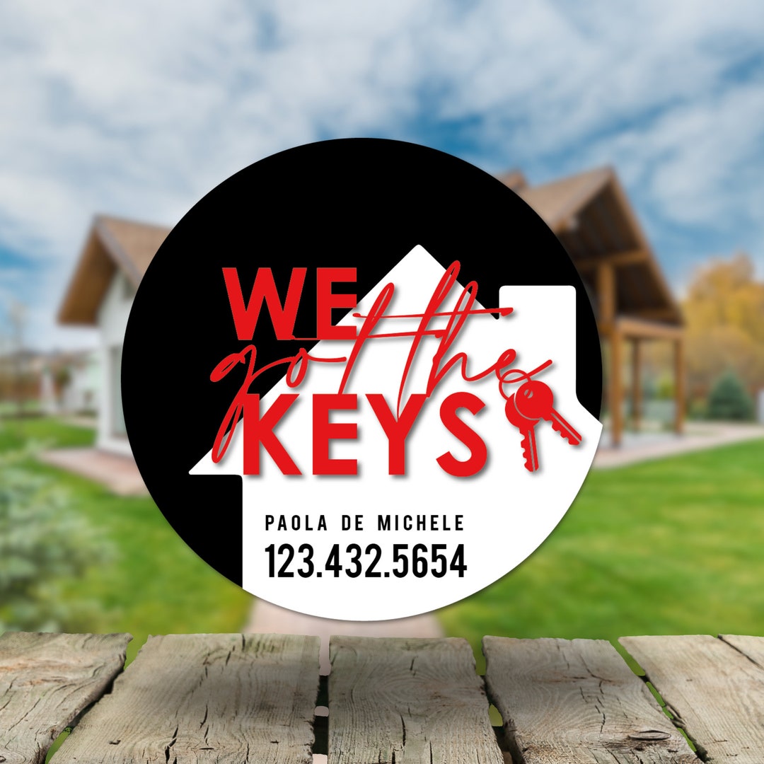Sold, Round Sign, Personalized Realtor Marketing Cutout Key Sign ...