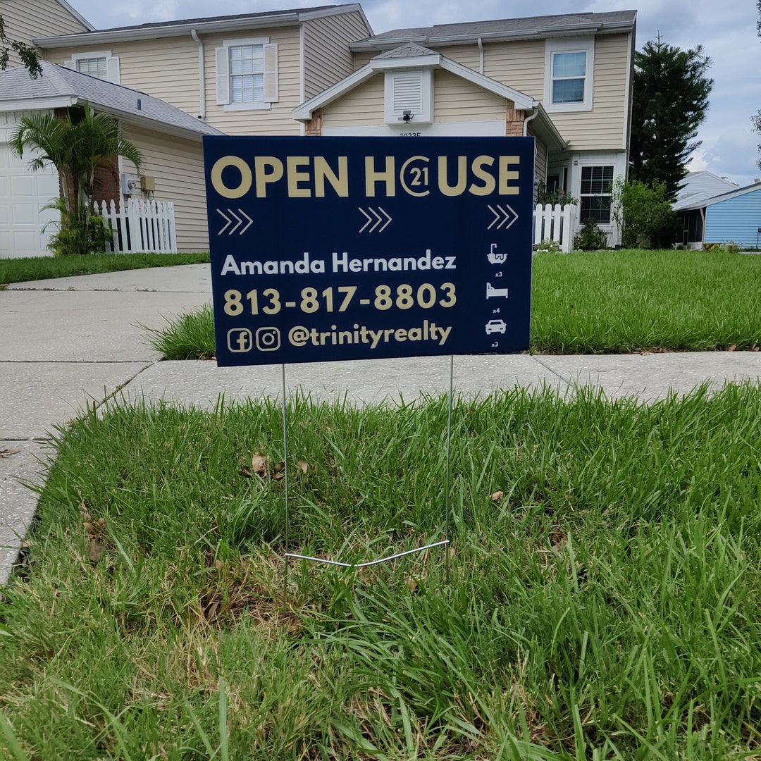Real Estate Yard Open House Sign, Custom for Sale Yard Signage, Open ...