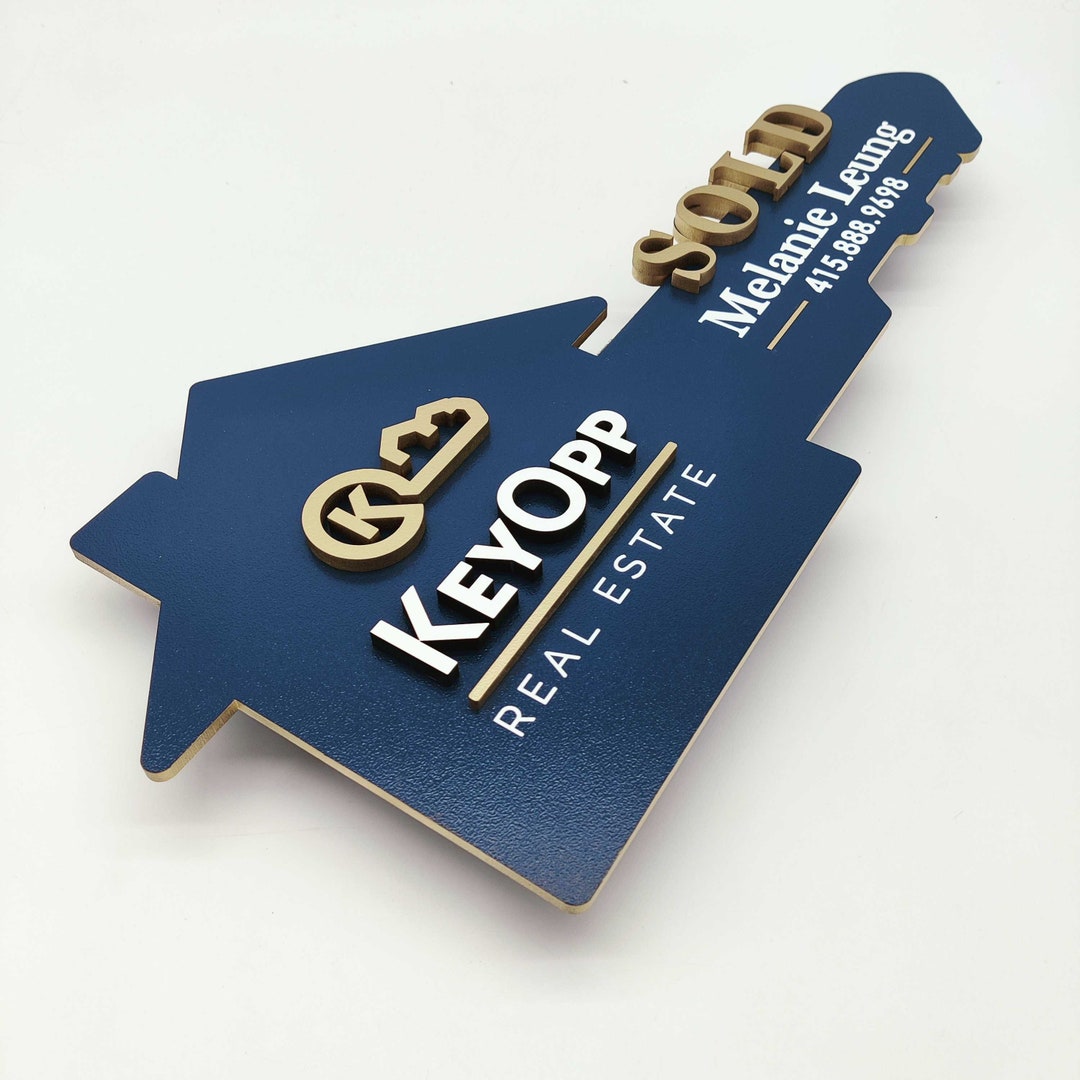 Realtor Sold Key, Wood House Key Sign, 3D Sold Key, Closing Realtor ...