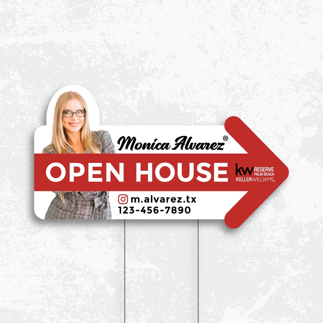 Yard Sign Arrow Corrugated Plastic Sign, Realtor Open House Sign, Open ...