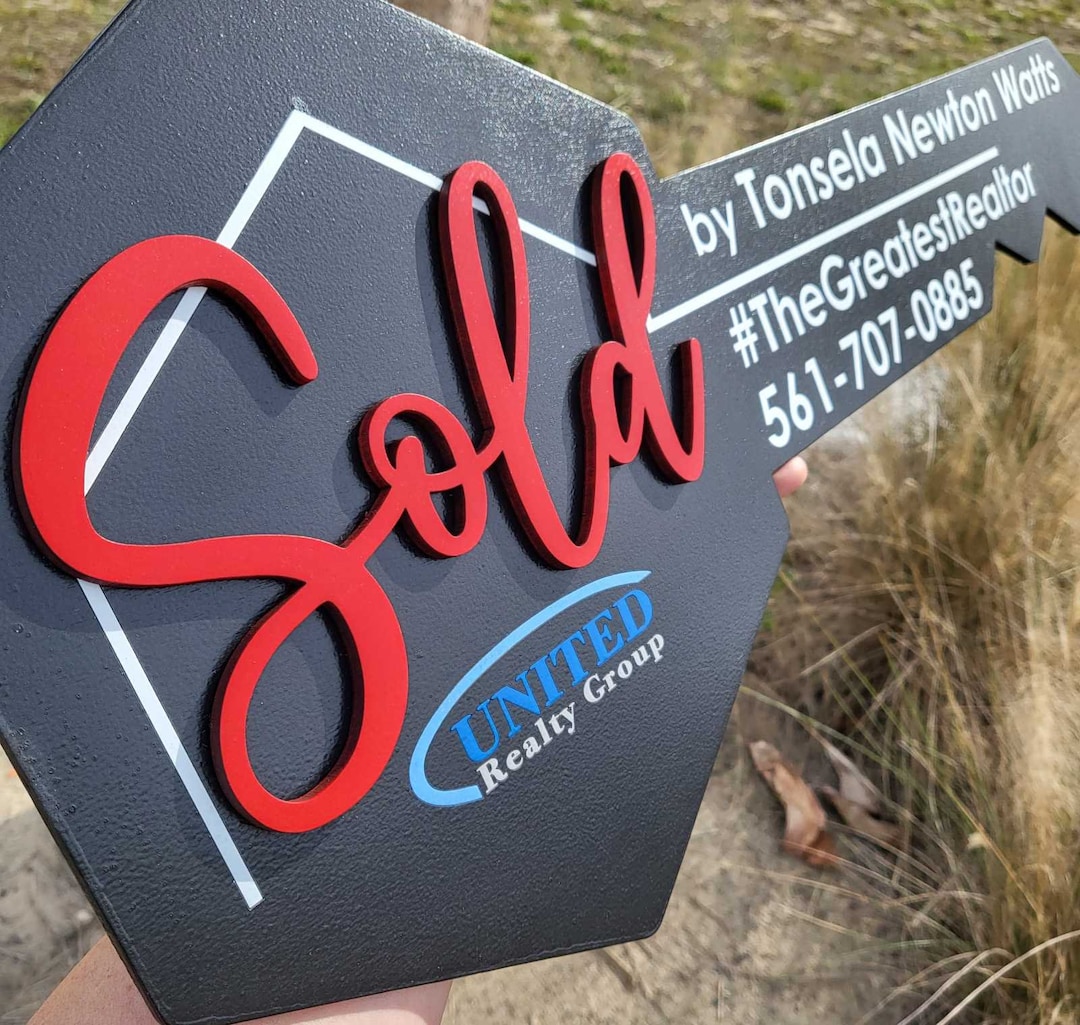 Realtor Key Sold Sign With LOGO, 3D Closing Photo Prop, Modern Key Sign ...