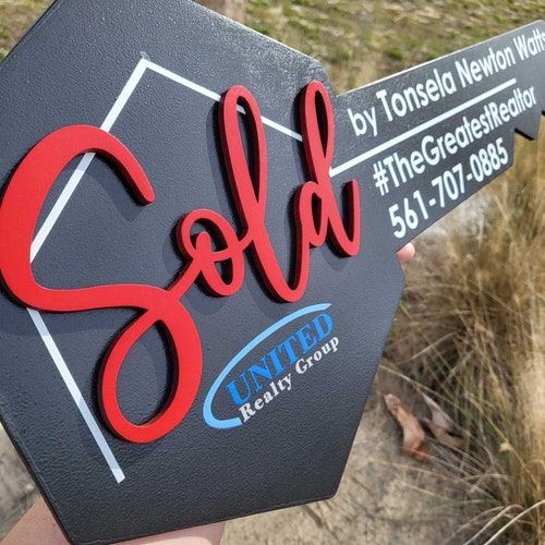 Realtor Key Sold Sign Closing Photo Prop Modern Key Sign for - Etsy