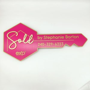 Sold Sign, Realtor Key Sign, Closing Photo Prop, Modern Key Sign for ...