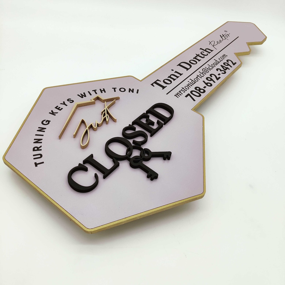 Just Closed, Key Sold Sign, 3D Closing Photo Prop, Lilac Cream Key Sign ...