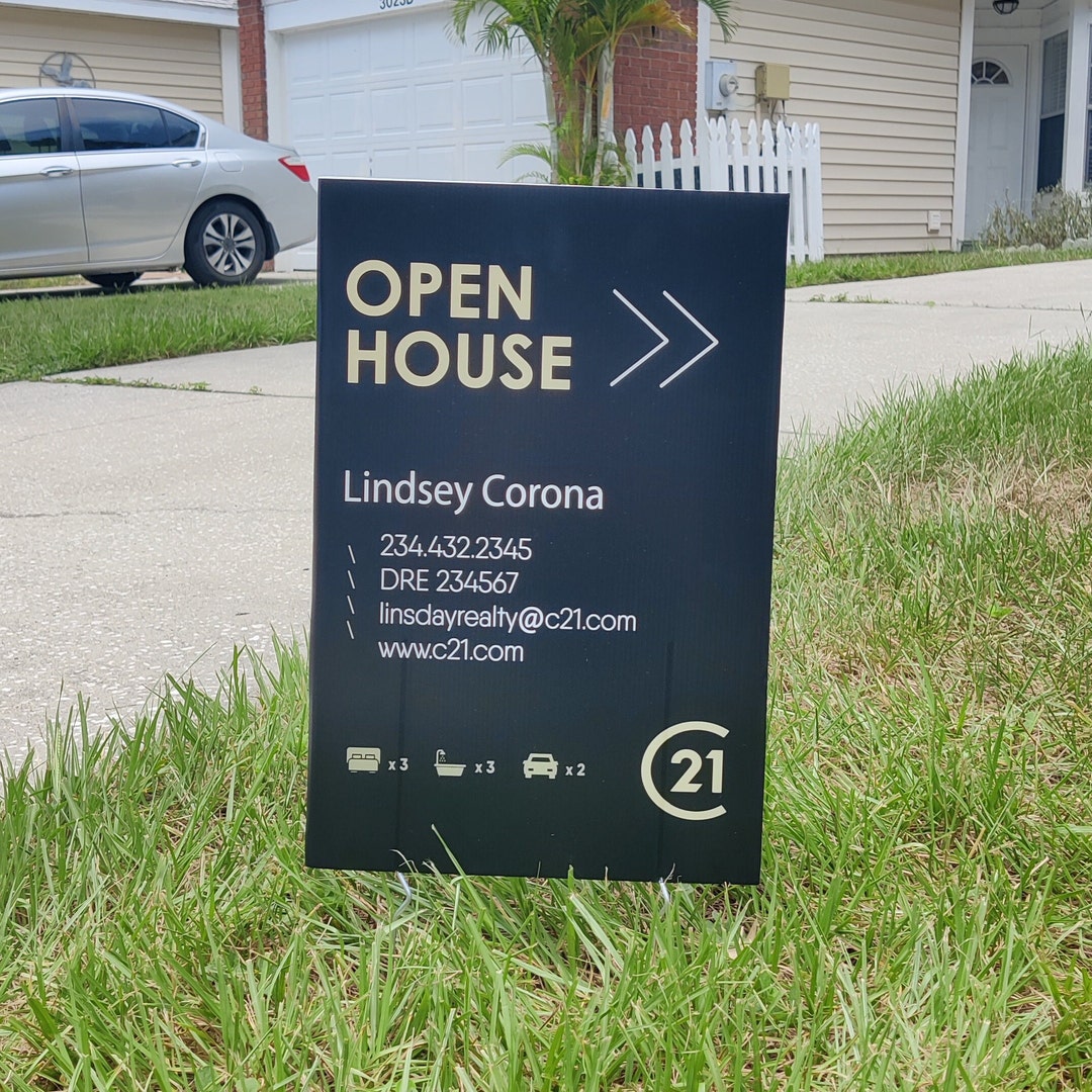 Custom Open House Vertical Sign, Open House Arrow Sign, Corrugated Open ...