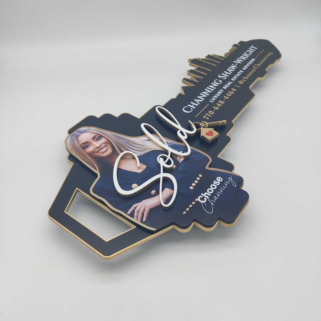 3D Real Estate Key Sold Sign With Photo, Realtor Key Sign, Realtor Gift ...