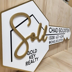 Realtor Key Sold Sign, Closing Photo Prop, Modern Key Sign for Realtors ...