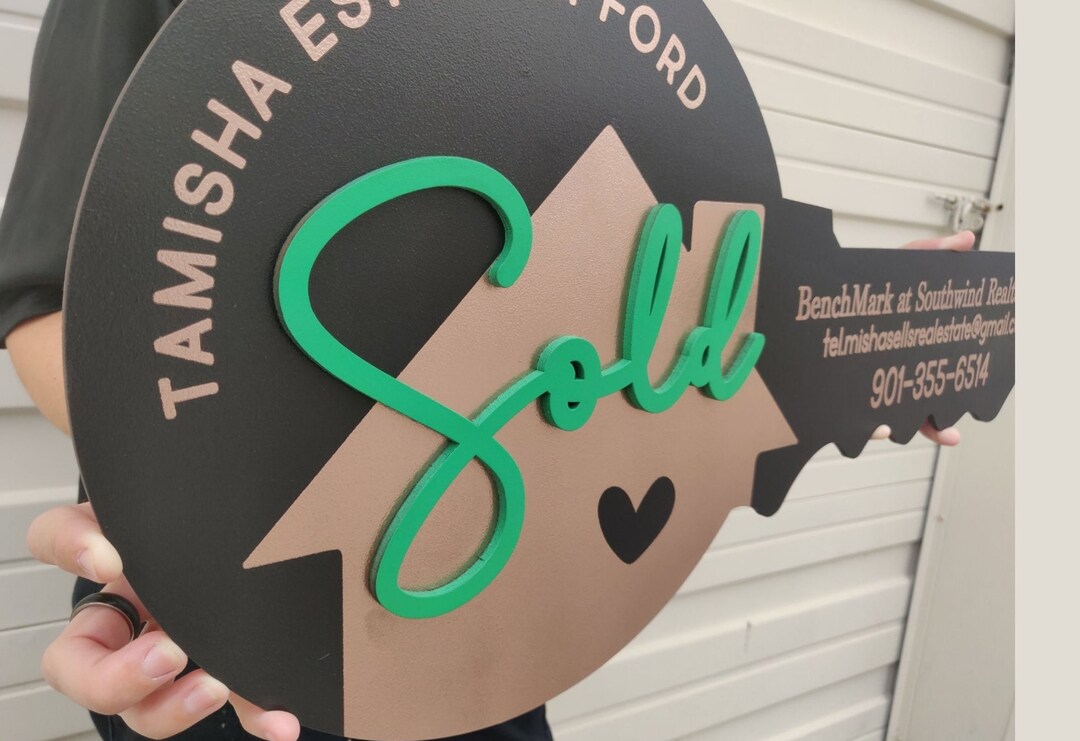 Sold by Key Sign, Realtor Closing Sign, Sold Real Estate Agent Key ...