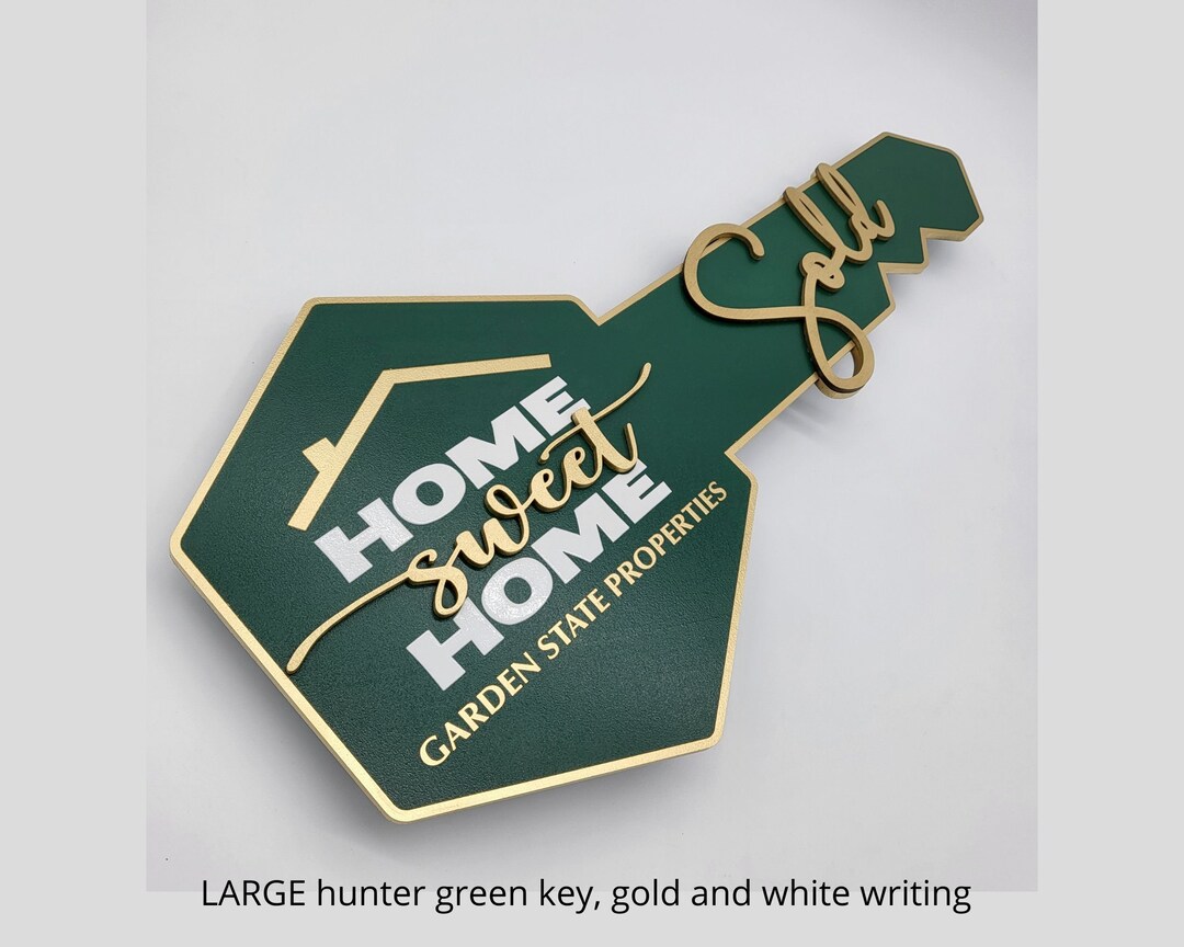 Home Sweet Home Key Sign, 3D Green Realtor Key Sold Sign, Closing Photo ...