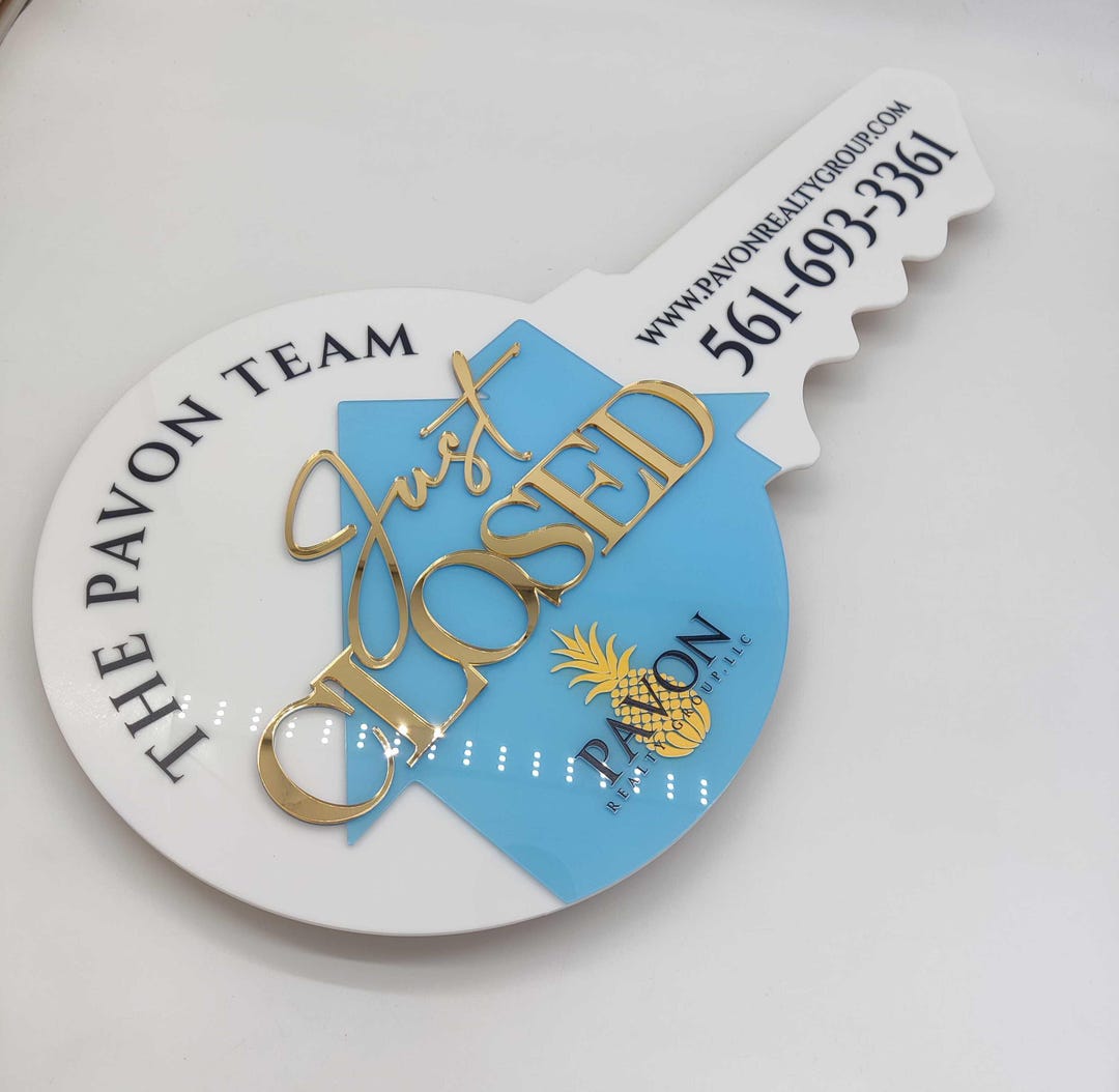 Acrylic Key Shaped Sign, Acrylic Just Closed Sign, Acrylic Realtor Key ...