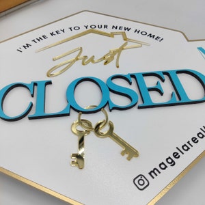 Just Closed, Key Sold Sign, Closing Photo Prop, Modern Key Sign for ...
