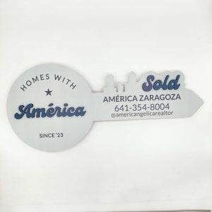 Sold Sign With 3D Logo, Key Sold Sign, Closing Photo Prop, Modern Key ...