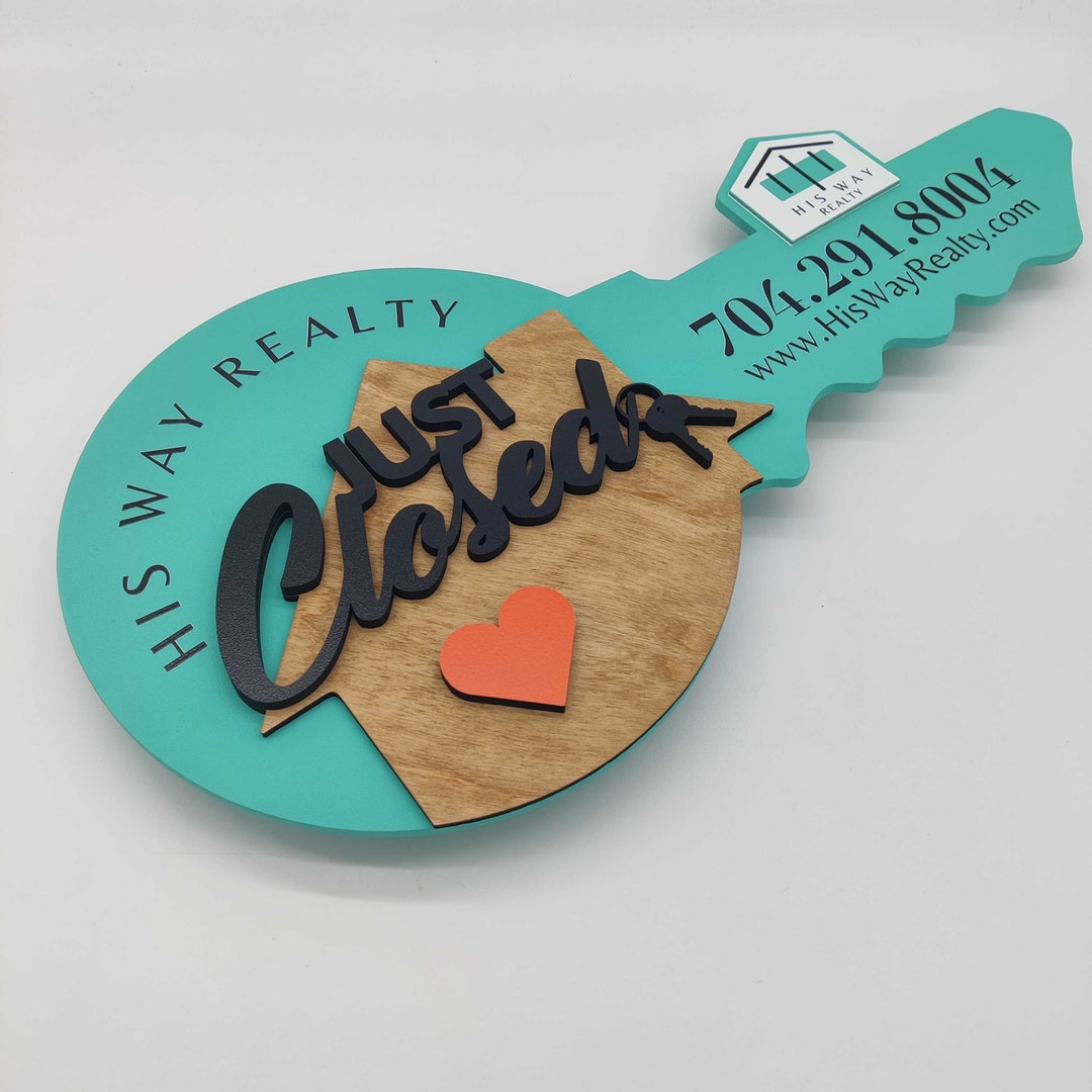 Just Closed Sign, Realtor Closing Custom, Sold Real Estate Agent Key ...