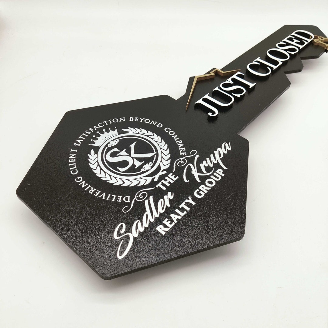 Just Closed Key Sign, 3D Closing Photo Prop, Key Sign With Your Logo ...
